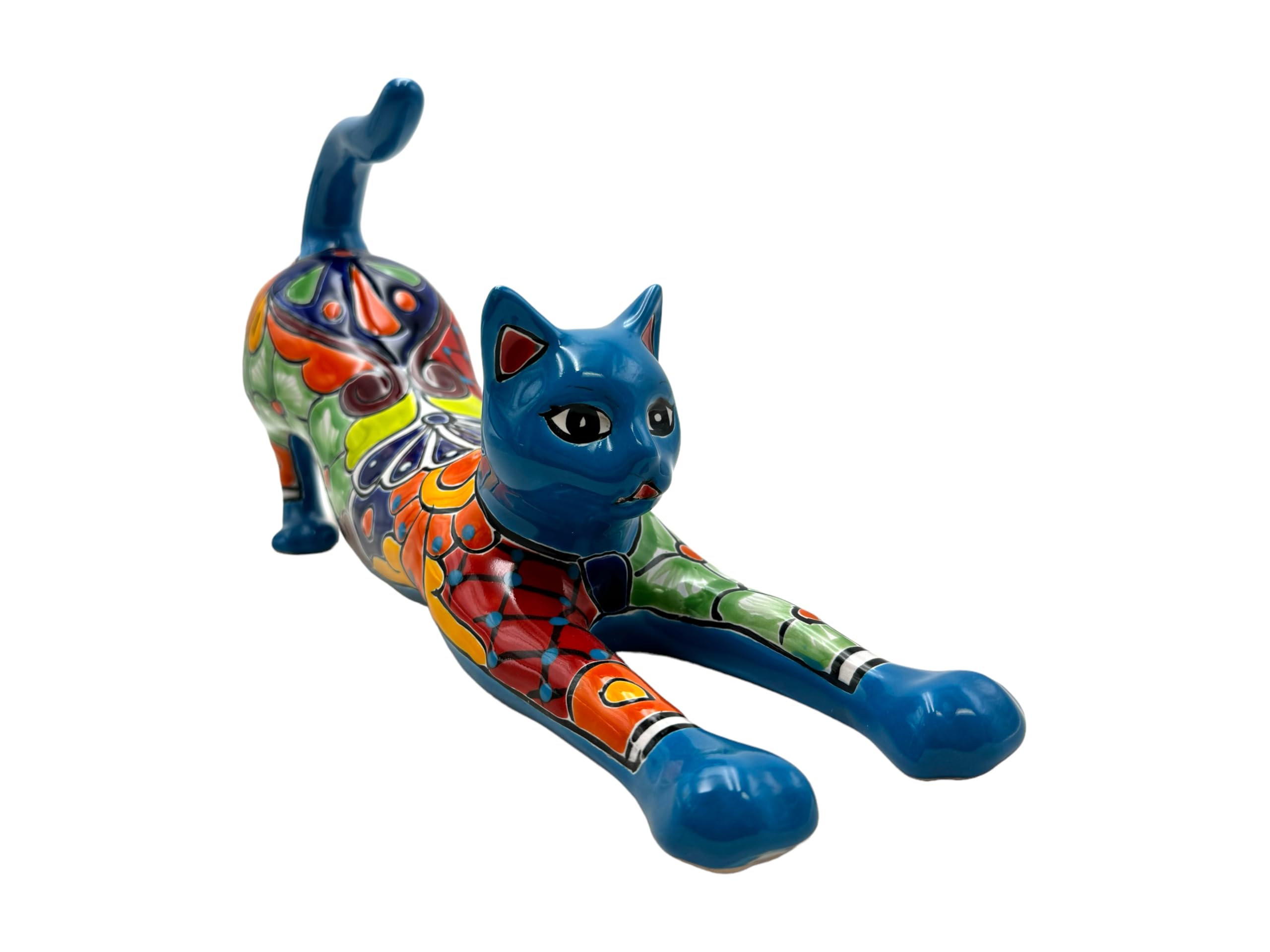 Amazon.com: Talavera Cat Stretching Cute Mexican Pottery Handmade Hand ...