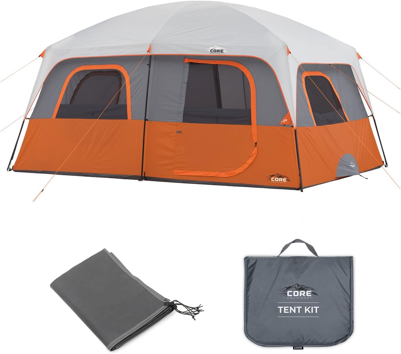 Amazon.com : CORE 10 Person Straight Wall Cabin Tent with Footprint and ...