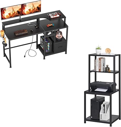 Amazon.com: GreenForest 55 inch Gaming Desk with Storage Drawers ...