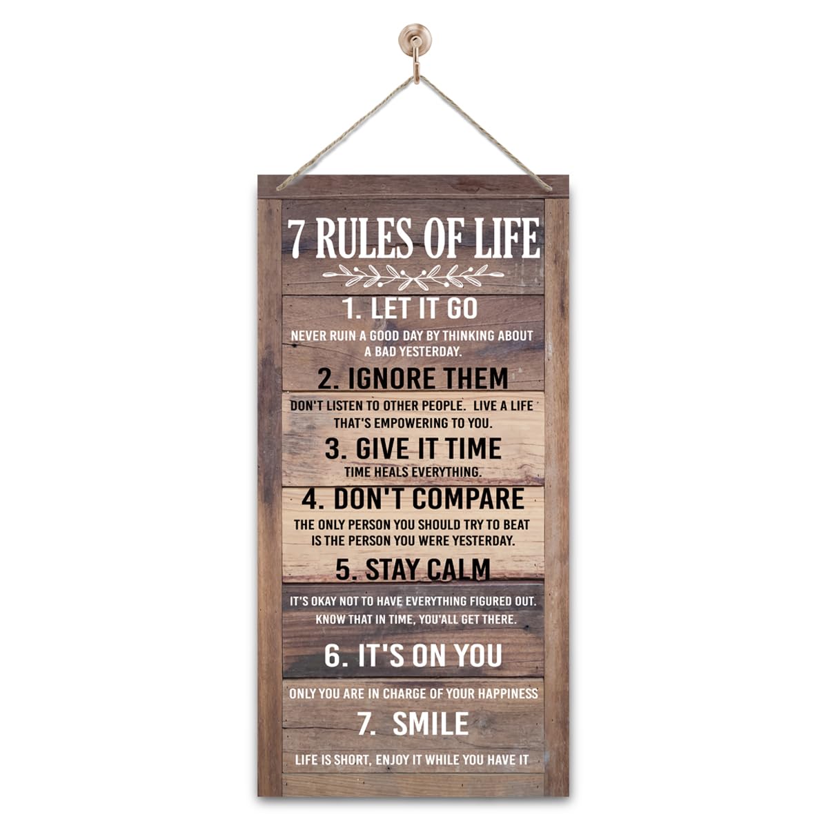 Amazon.com: Inspirational Wall Decor, 7 Rules of Life Sign, Decorative ...