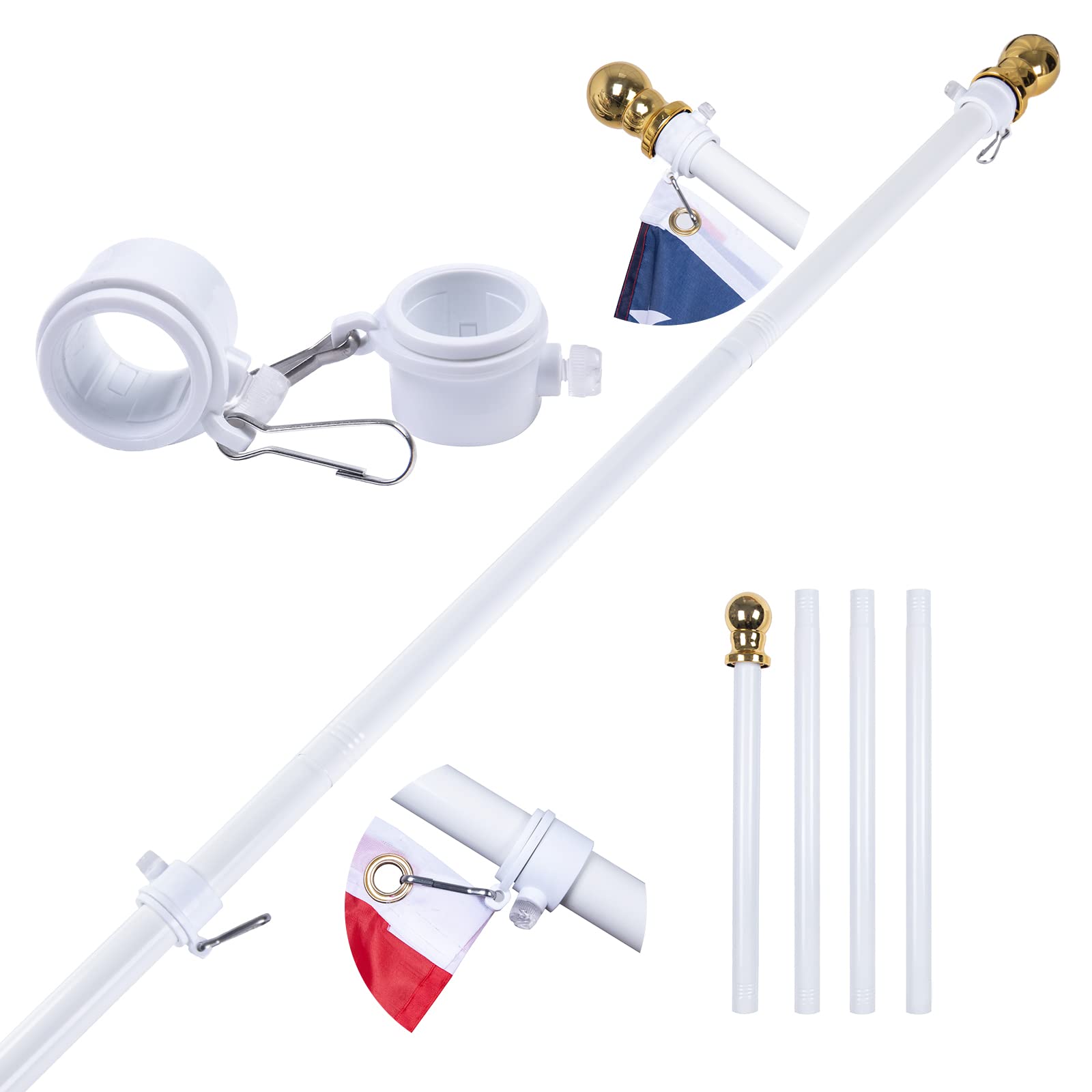 Nq 5ft Flag Pole For House Tangle Free Flagpole For American ...