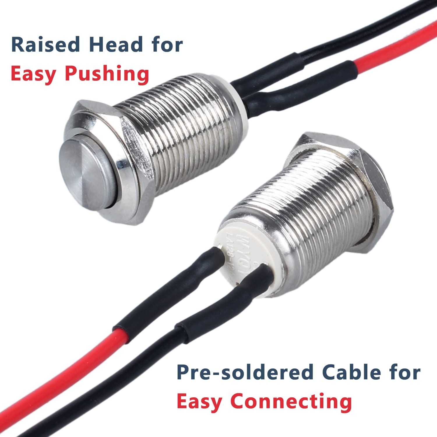 Snapklik.com : DMWD 2-Pack 12mm Latching Metal Waterproof Push Button ...