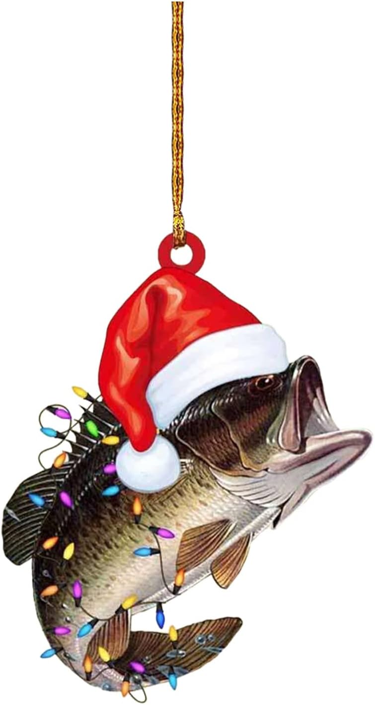 Amazon.com: Wowser Cast Resin Painted Fishing Santa Claus Hanging ...