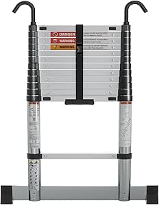 Nestling Telescopic Ladder 3.8m/12.5ft, Soft Close Ladder with Hooks ...