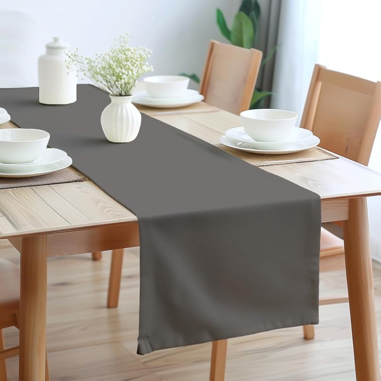 Amazon.com: Encasa XO Table Runner 13x59 in Long | Cotton Canvas Fabric ...