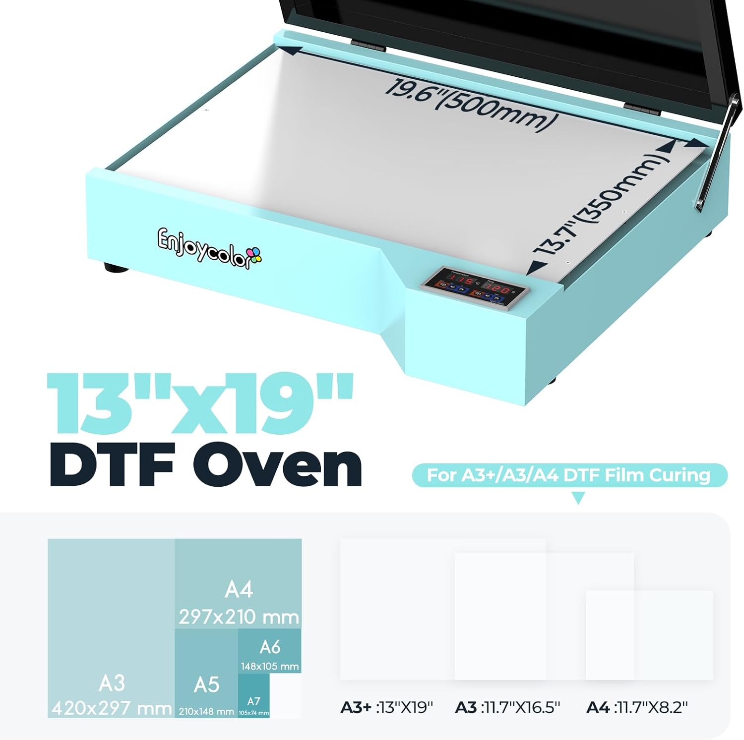 Horno A3+ DTF 13×19 in Horno de curado DTF para película de transferencia DTF, azul