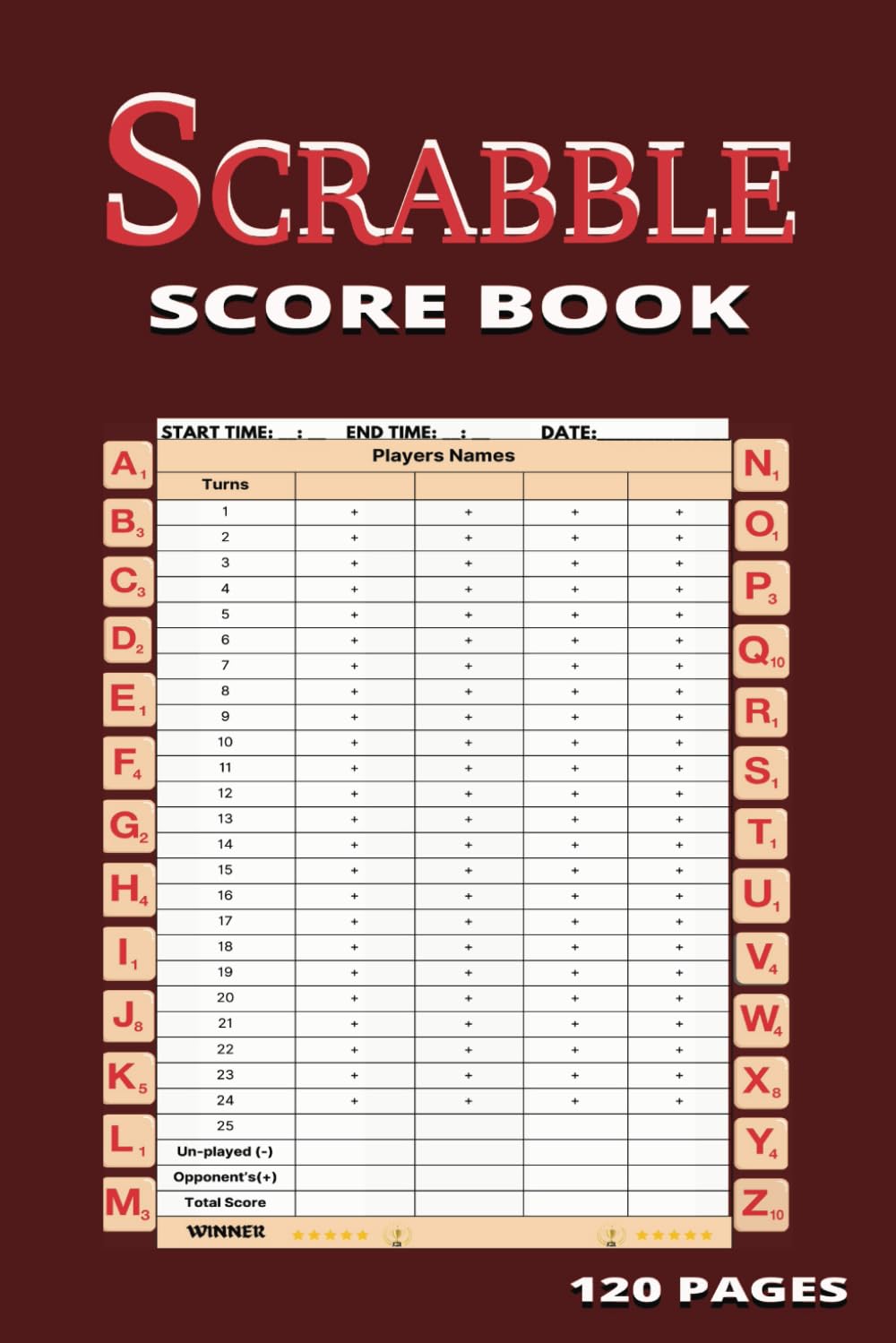 Scrabble Score Book: 120 Scrabble Board Game Score Sheets | Portable 6 ...