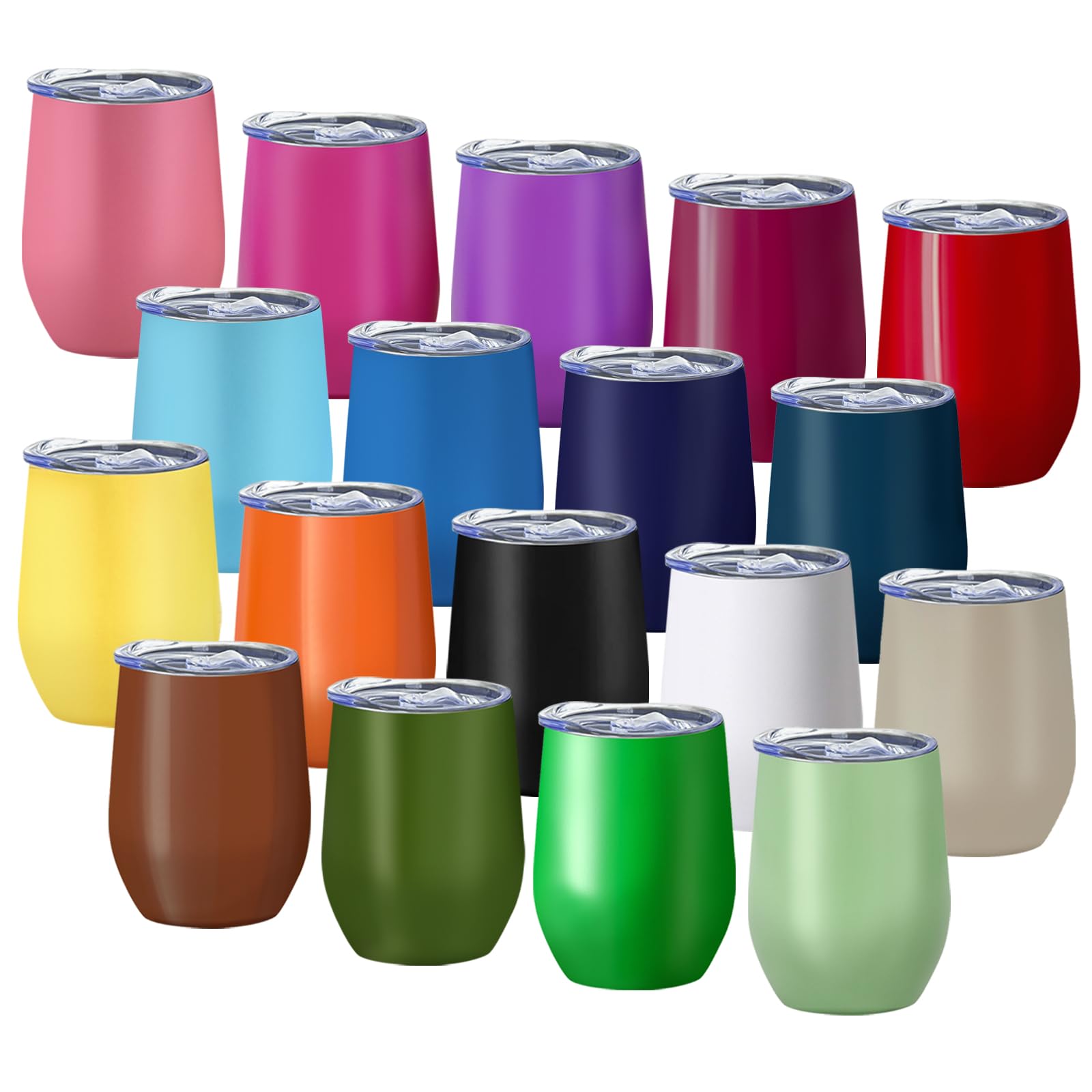Amazon.com | YOUKE OLA 18 Pack Stainless Steel Wine Tumbler with lid ...