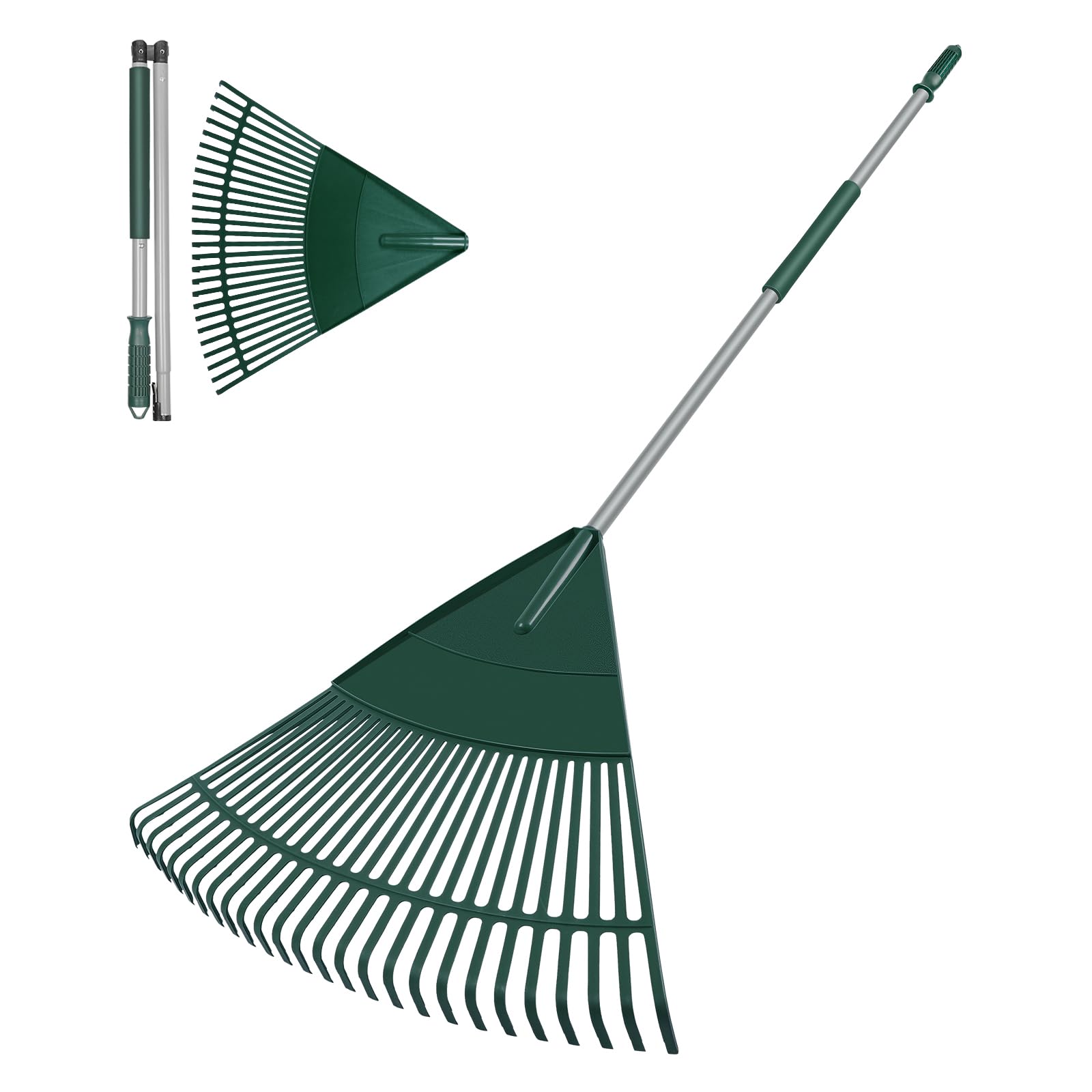 Garden Leaf Rake, 65.7" Garden Rakes with Foldable Lightweight Steel ...