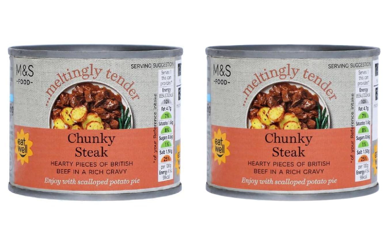 M&S Canned Chunky Steak, Pieces of British Beef in a Rich Gravy - 206g ...