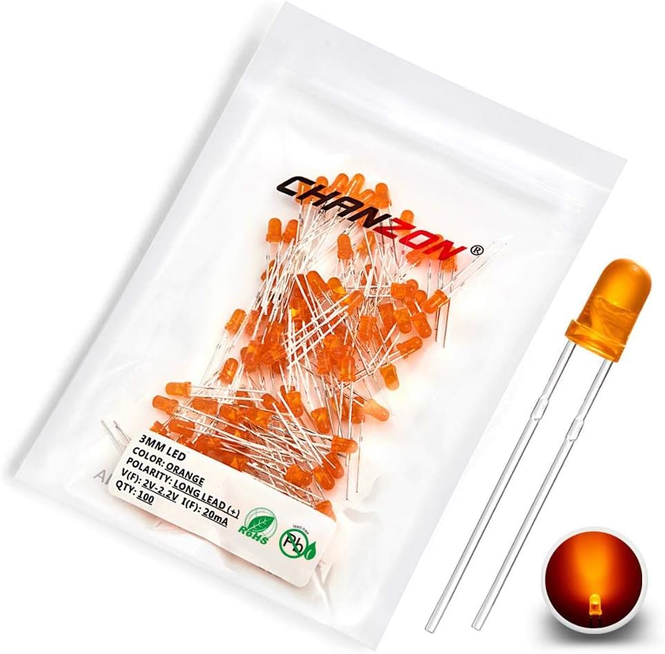 Amazon.com: 3mm Orange LED Light, 120 Pcs Led Emitting Diodes, 3mm Led ...