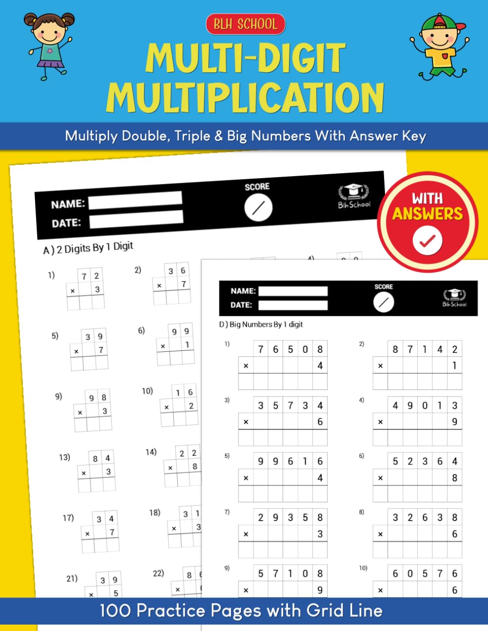 Buy Multi-Digit Multiplication: 100 Practice Pages with Grid Line ...