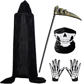 Amazon.co.jp: IainStars Grim Reaper Cosplay Set of 4 Halloween Cloak ...