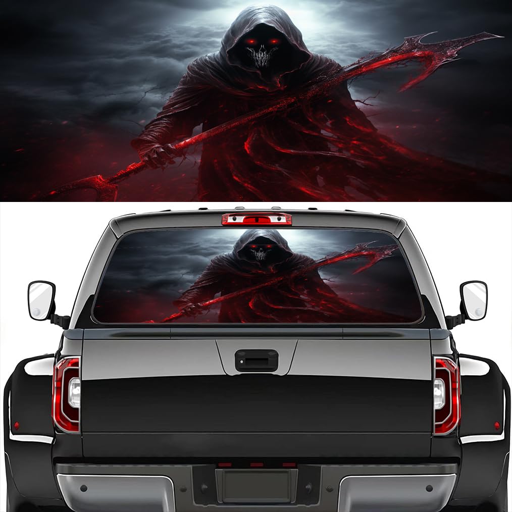 Horror Skeleton Truck Rear Window Decals Retro Grim Reaper Rear Window ...