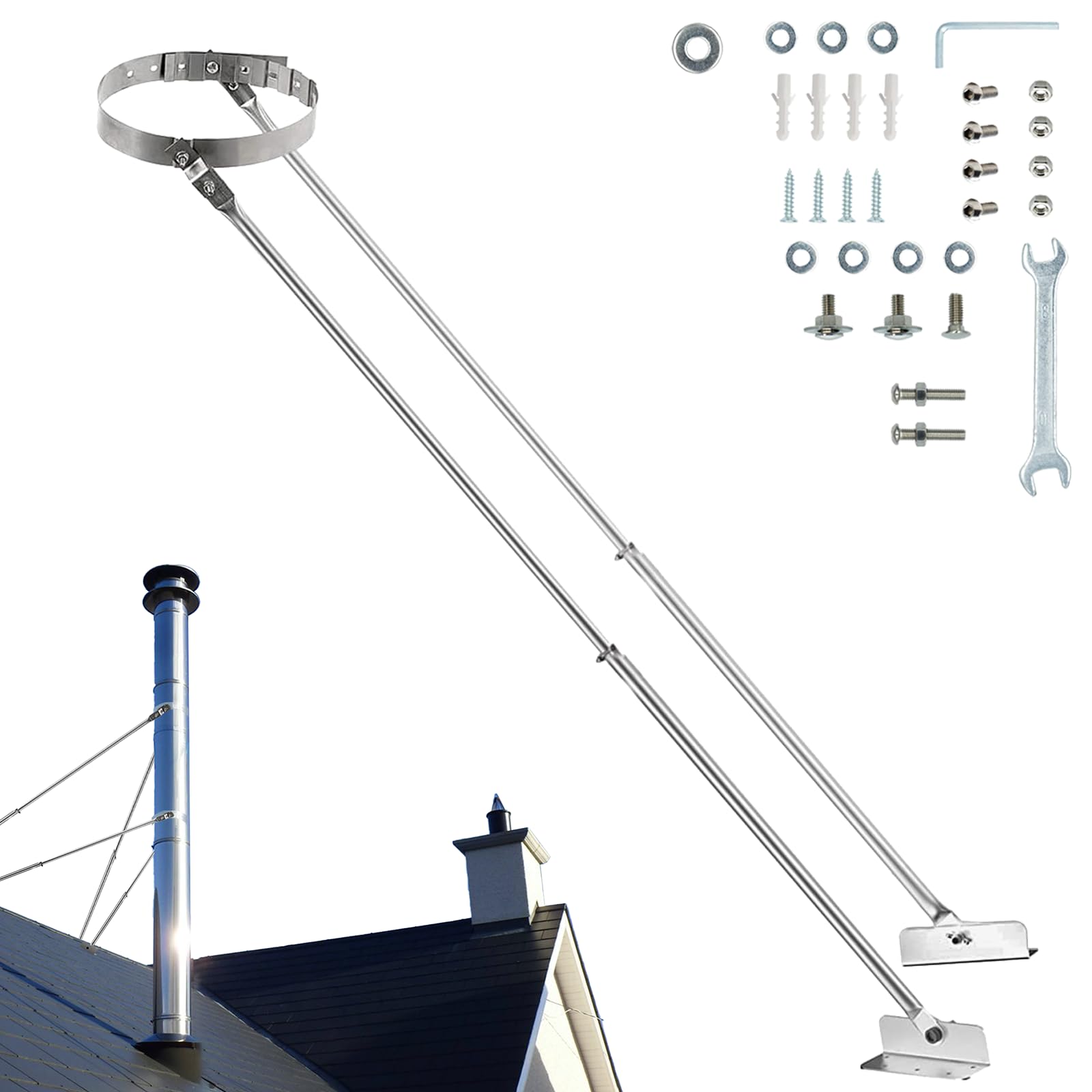 6DP-XRB 6" Extended Roof Bracket Kit, Adjustable 6"-13.7" Stainless ...