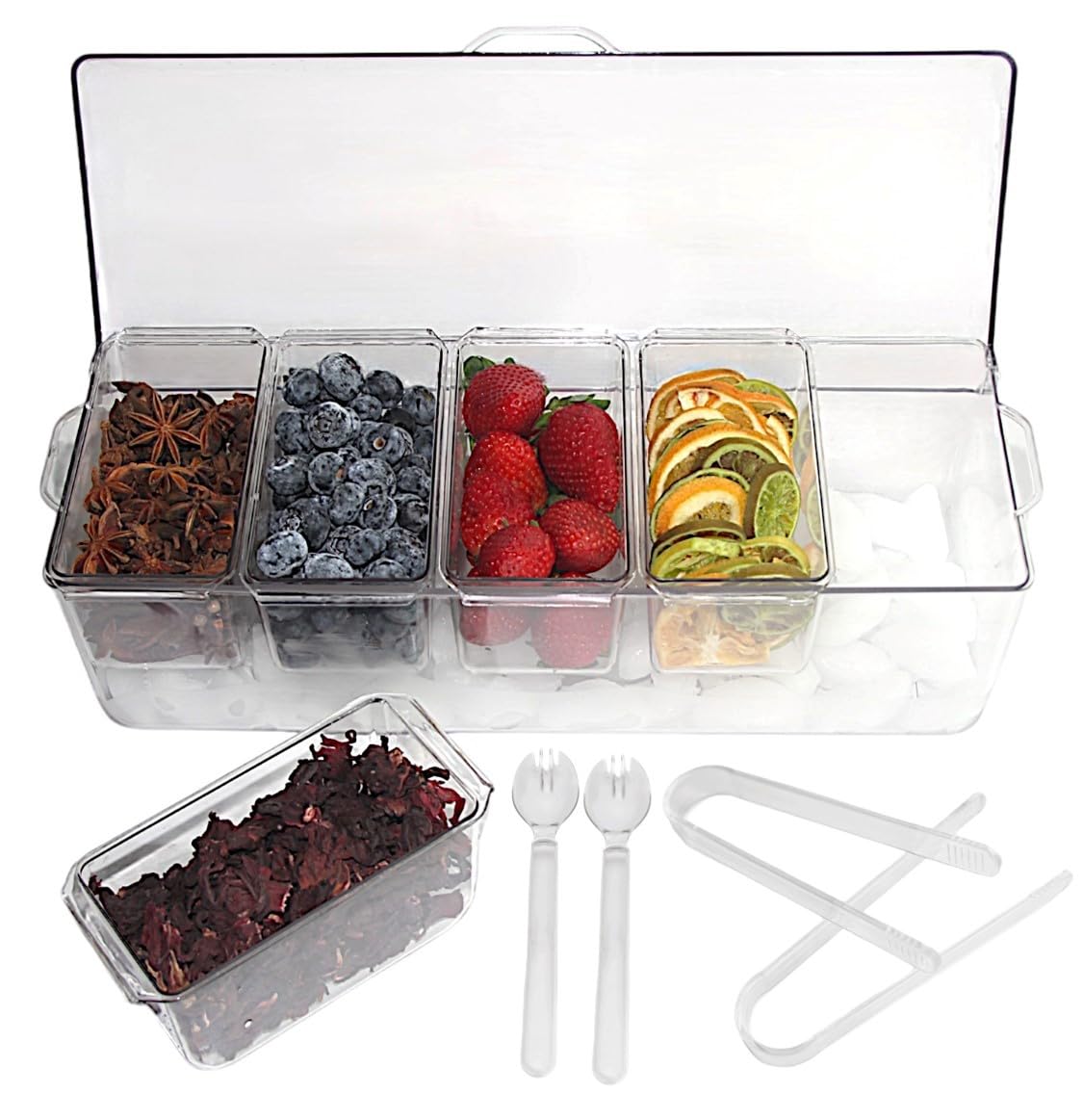 Amazon.com: MARELUNNA Chilled Condiment Caddy. Clear Plastic Serving ...