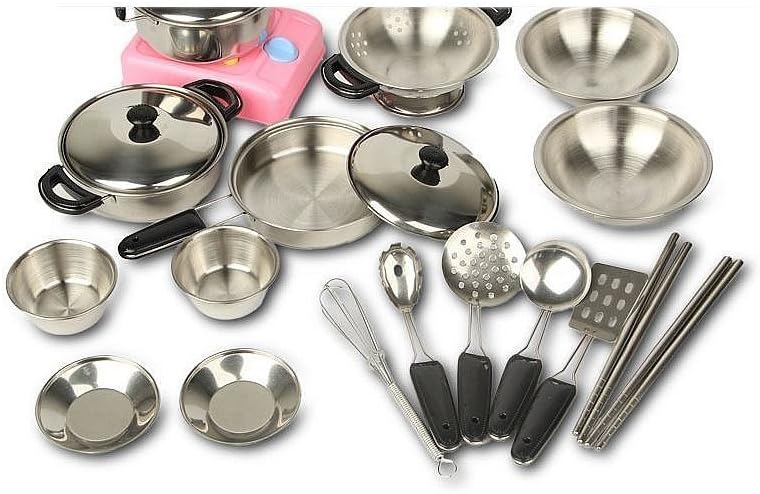 Amazon.com: MAGIKON Miniature Toy 17-Piece Stainless Steel Pots and ...