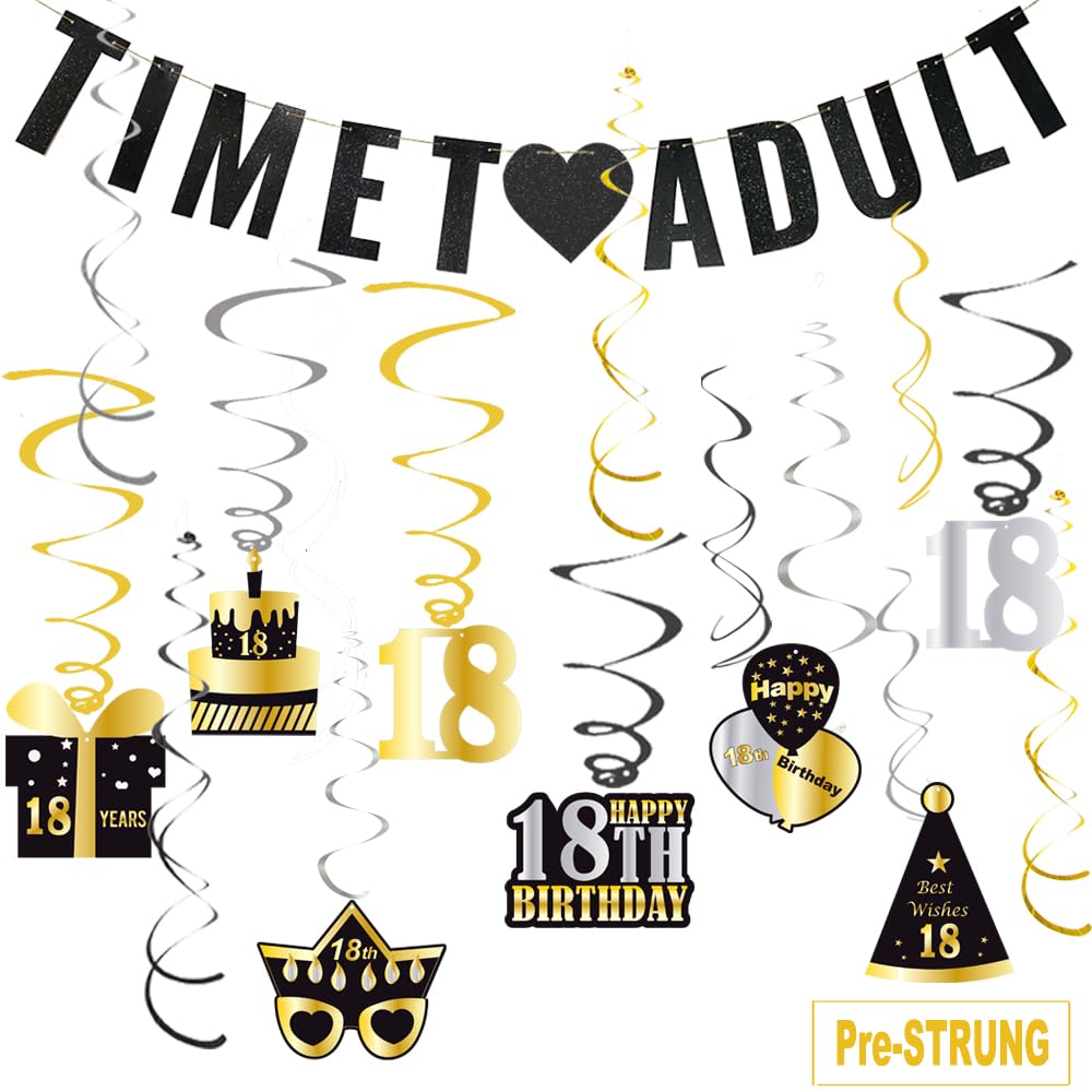 Amazon.com: WOJOGO 18th Birthday Decorations for Boys Girls Time to ...