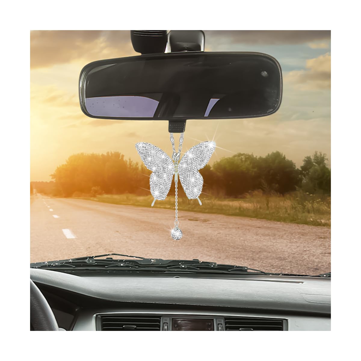 Amazon.com: KHGUZ Bling Butterfly Car Accessories, Crystal Rhinestone ...