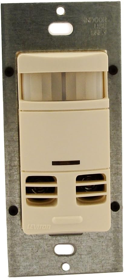 Leviton OSSMT-MDT Ultrasonic/Infrared Wall Switch Sensor, Light Almond ...