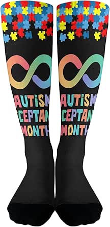 Amazon.com: Xinme Autism socks Boot Socks for Women Knee High trendy ...