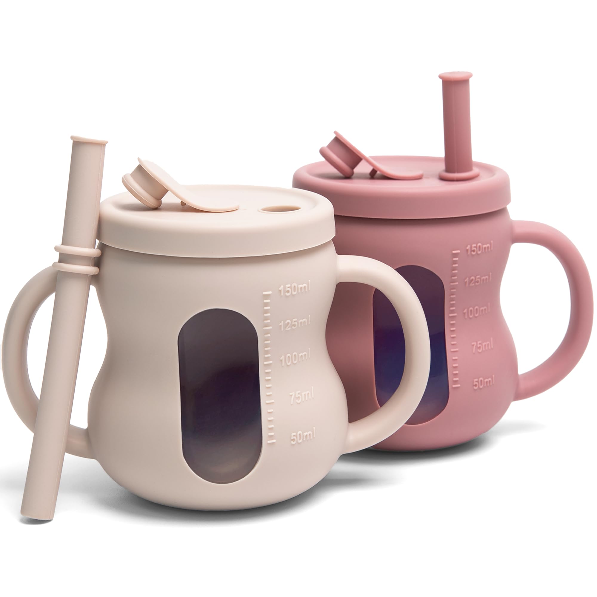 Amazon.com: XPECIAL 100% Silicone Baby Training Cup 2PCS See-through ...