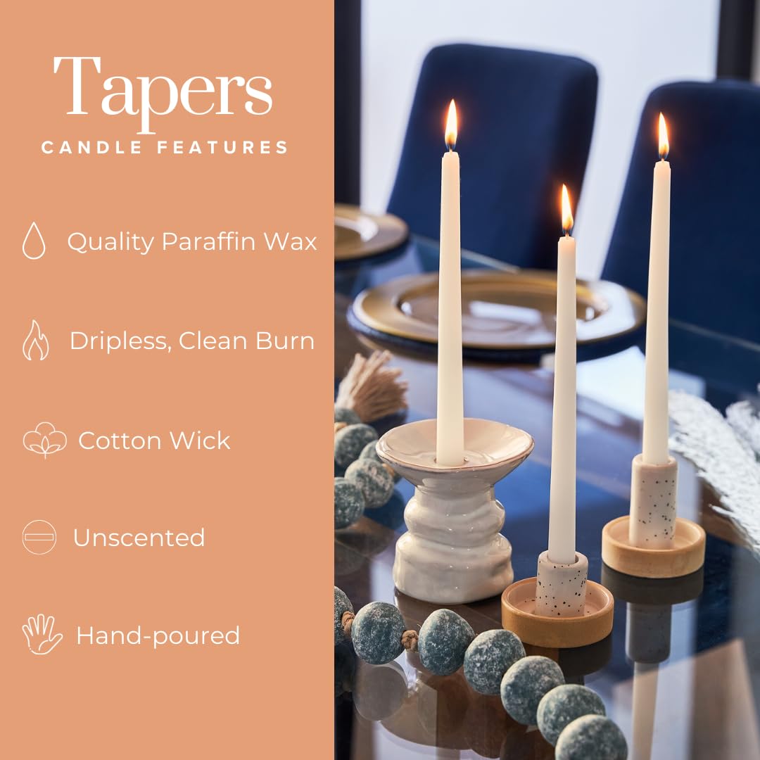 Black Candles Simply Soson 10" Ivory Taper Candles (30-Pack) - Dripless ...