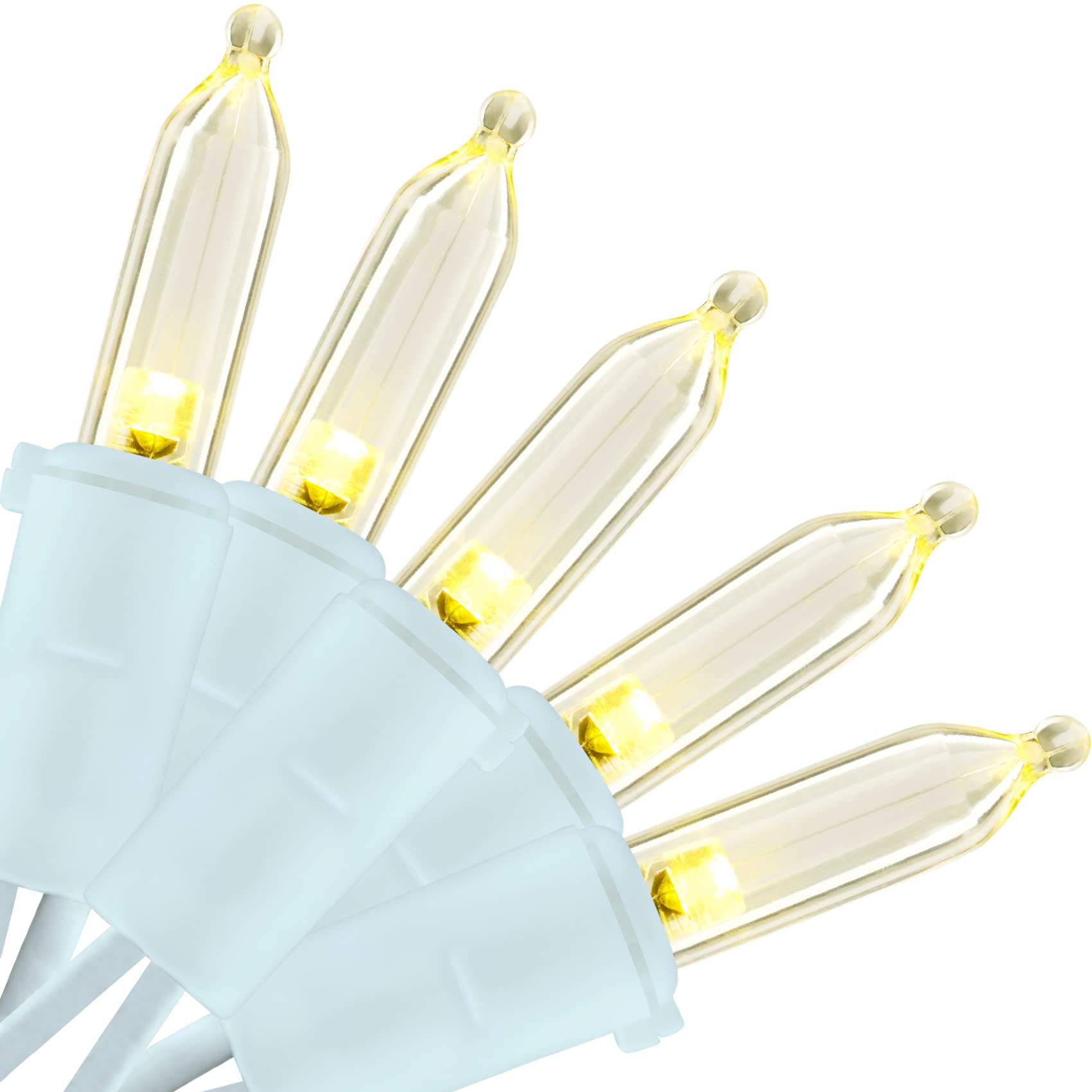 YULETIME Warm White LED Christmas Lights with White Wire, 33 ft 100 ...