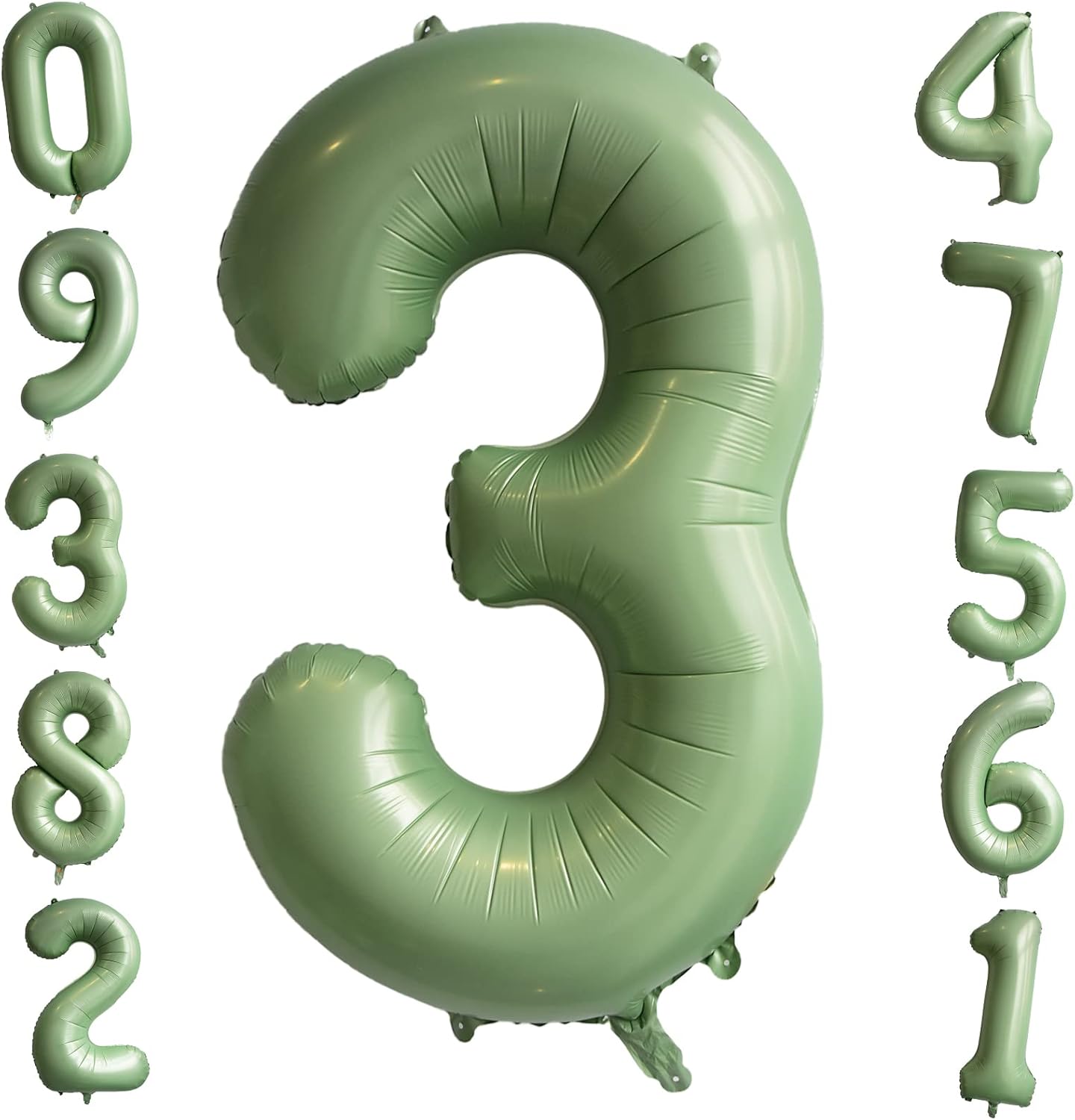 Sage Green Number Balloon 3 Large 40 Inch Number Foil Balloons Birthday ...
