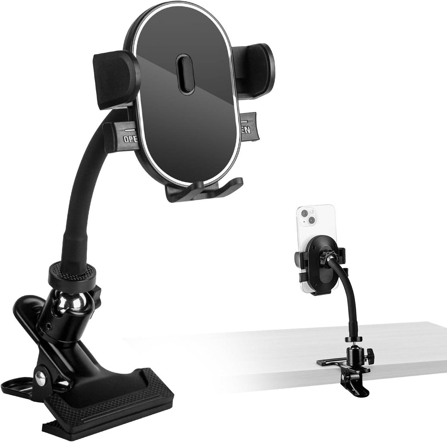 Amazon.com: Macally Adjustable Gooseneck Tablet Holder & Phone Clip ...