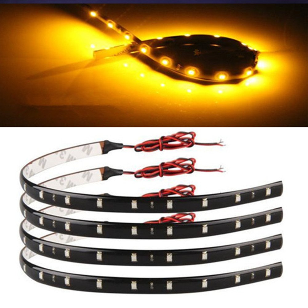 Amazon.com: 4 30cm 15 LED Flexible Car Auto Strip Neon Light Lamp ...