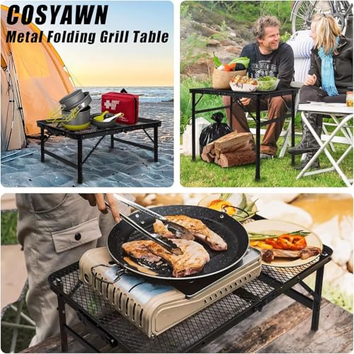 COSYAWN Folding Grill Table, Small, Aluminum, Lightweight, Portable ...