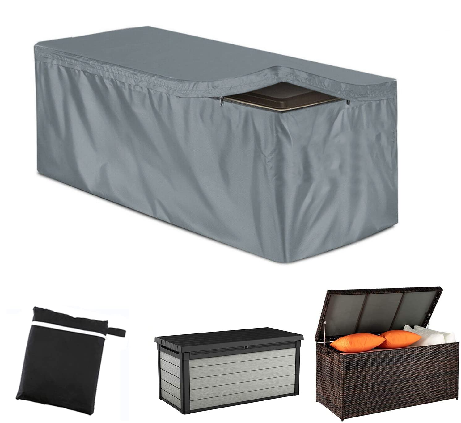Outdoor Deck Box Cover with Zipper UCARE Waterproof Garden Storage Box ...