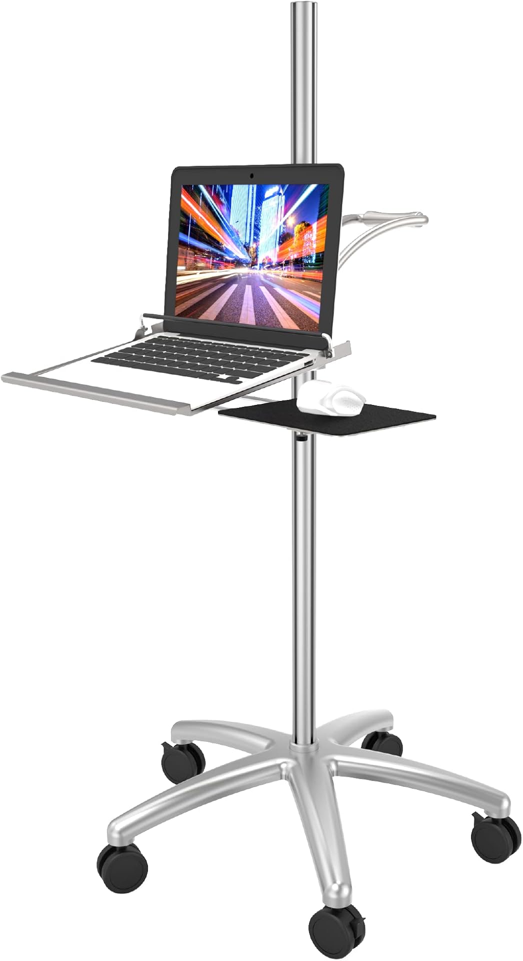Aluminum Mobile Laptop Cart On Wheels Height Adjustable Rolling Laptop ...