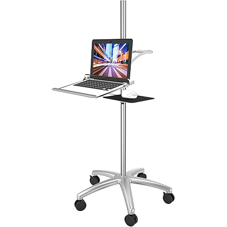 Amazon.com: Aluminum Mobile Laptop Cart on Wheels, Height Adjustable ...