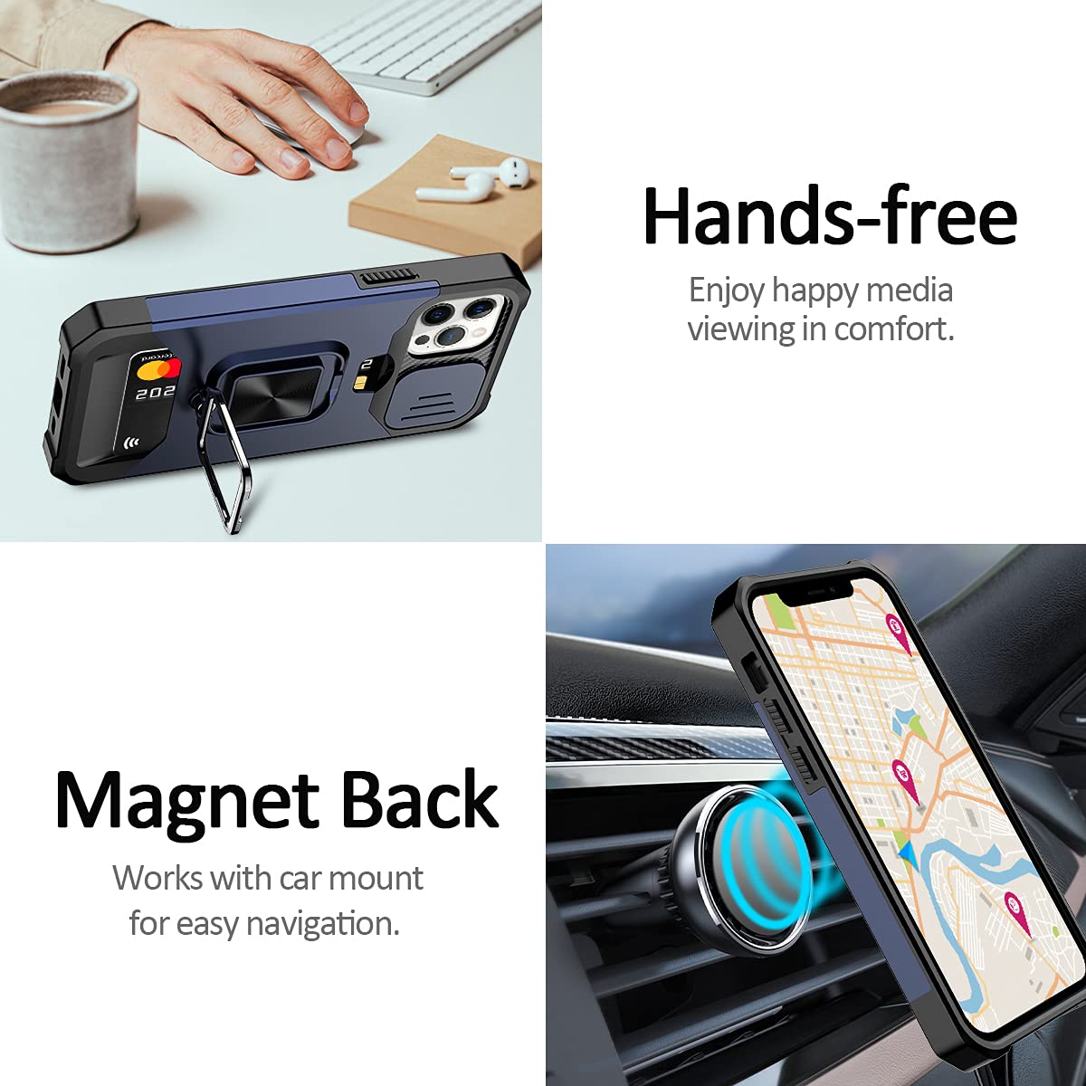 Nvollnoe for iPhone 12/12 Pro Case with Sliding Camera Cover and Card ...