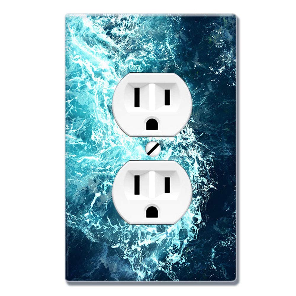 WIRESTER Duplex Outlet Cover Wall Plate/Switch Plate - Blue Ocean Wave ...