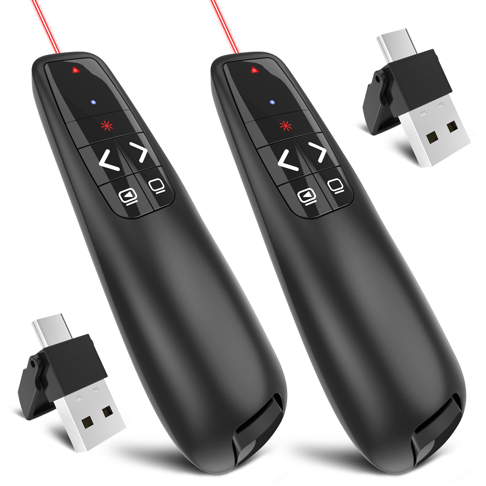 Snapklik.com : (2 PACKS) Powerpoint Clicker Remote 2 In 1 USB Type C ...