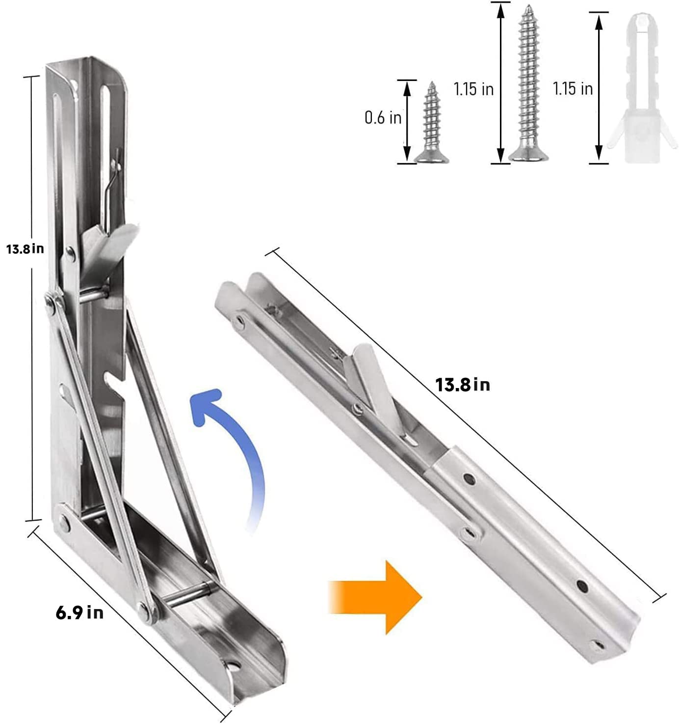 Snapklik.com : Folding Shelf Brackets 14 Inch 2 Pcs Max Load: 330 Lb ...