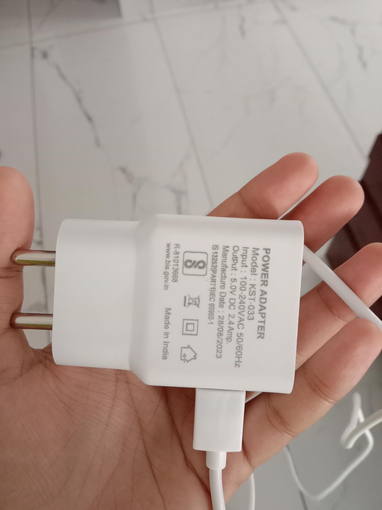 12W / 2.4 Amp Micro USB Type B Fast Charger for Vivo V15 Pro, V7 Plus, Y81, Y93, Z1 Pro, S1, U10 ...