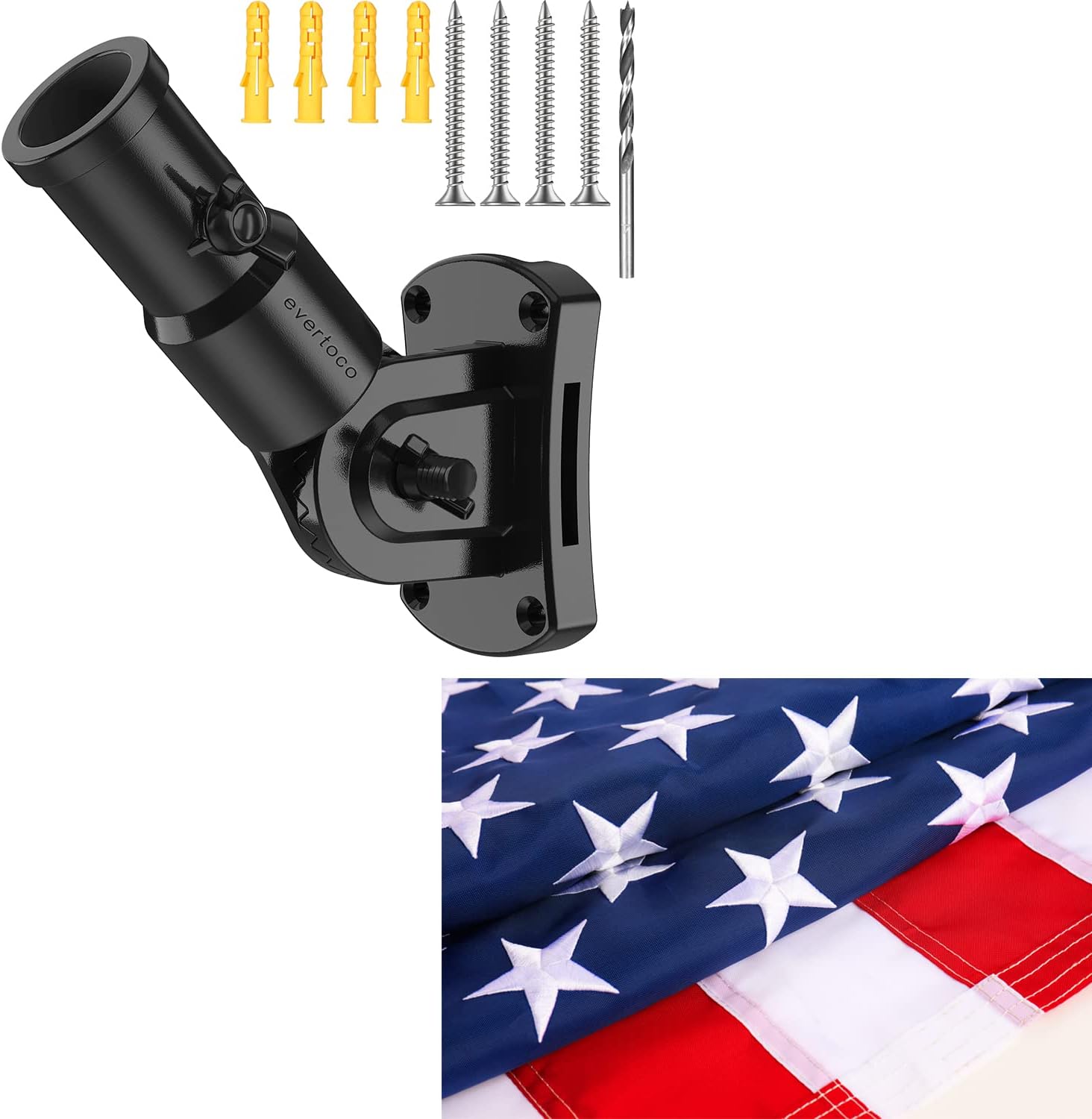 Amazon.com : evertoco Heavy Duty T304 Stainless Steel Flag Pole Bracket ...