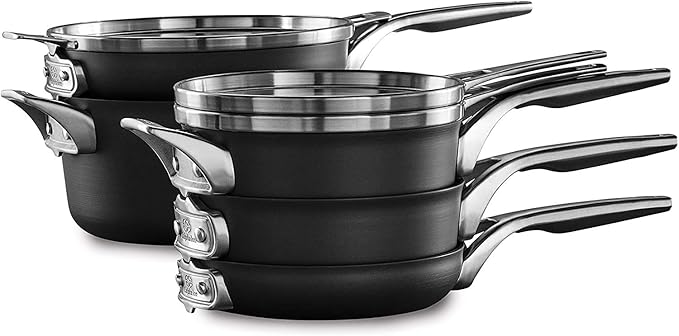 Amazon.com: Calphalon Premier Space Saving Nonstick 8 Piece Set: Home ...
