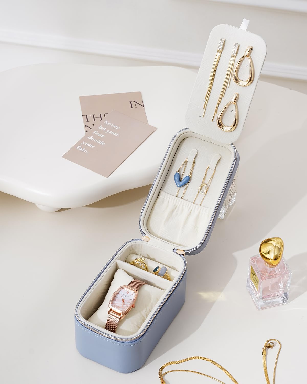 Amazon.com: CASEGRACE Small Jewelry Travel Case,PU Leather Portable ...