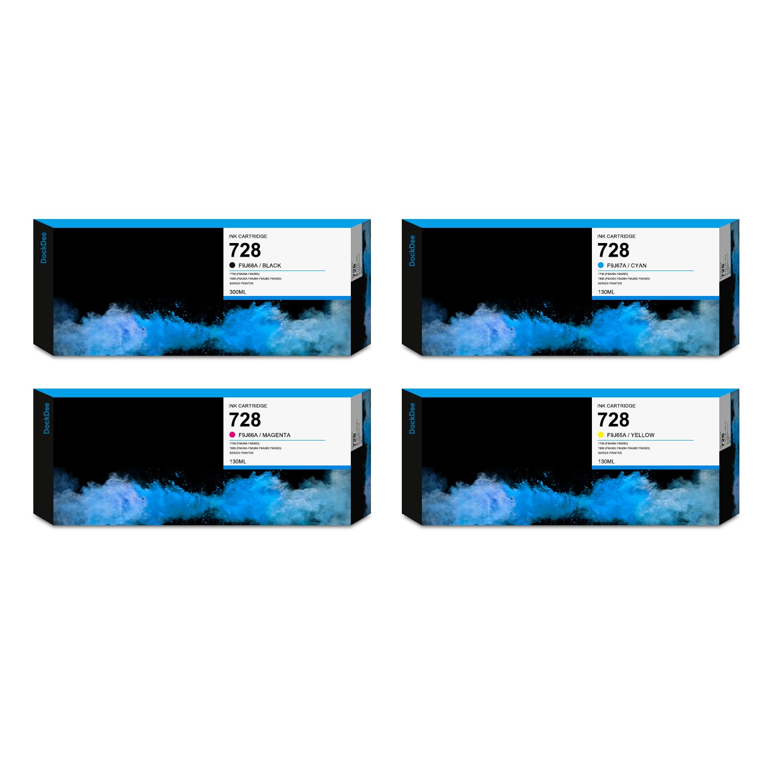 Amazon.com: 728 300-ml Matte Black Cyan Magenta Yellow Ink Cartridge ...