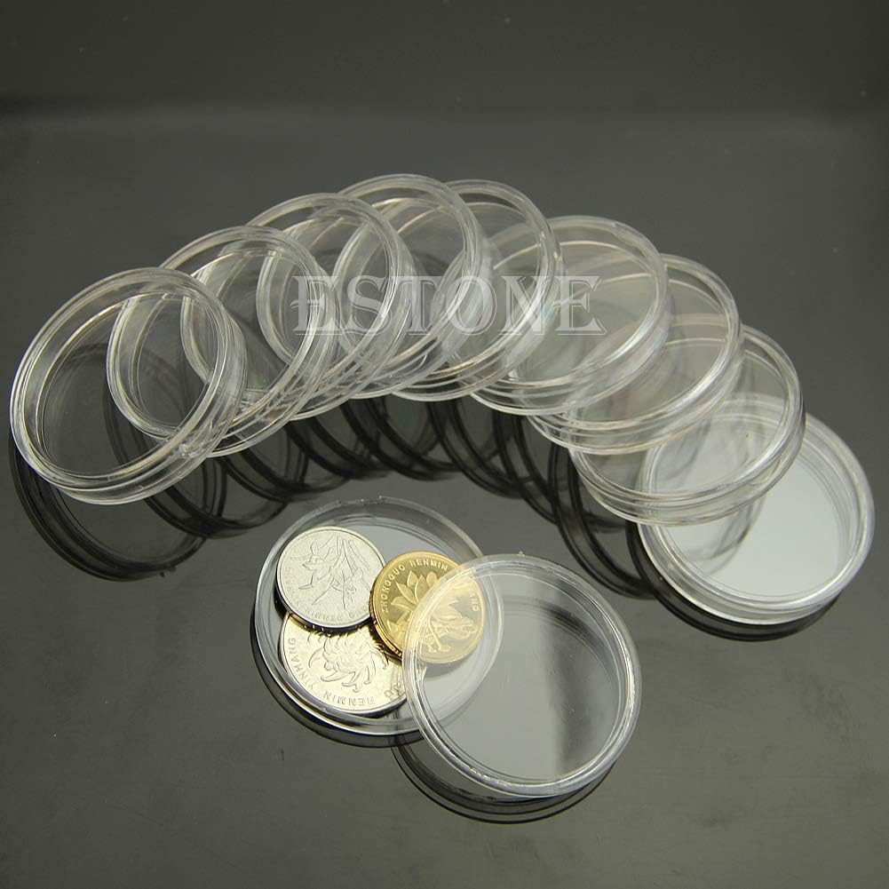 SimpleLife 38mm 10 Piece Clear Round Cases Coin Storage Capsules Holder ...