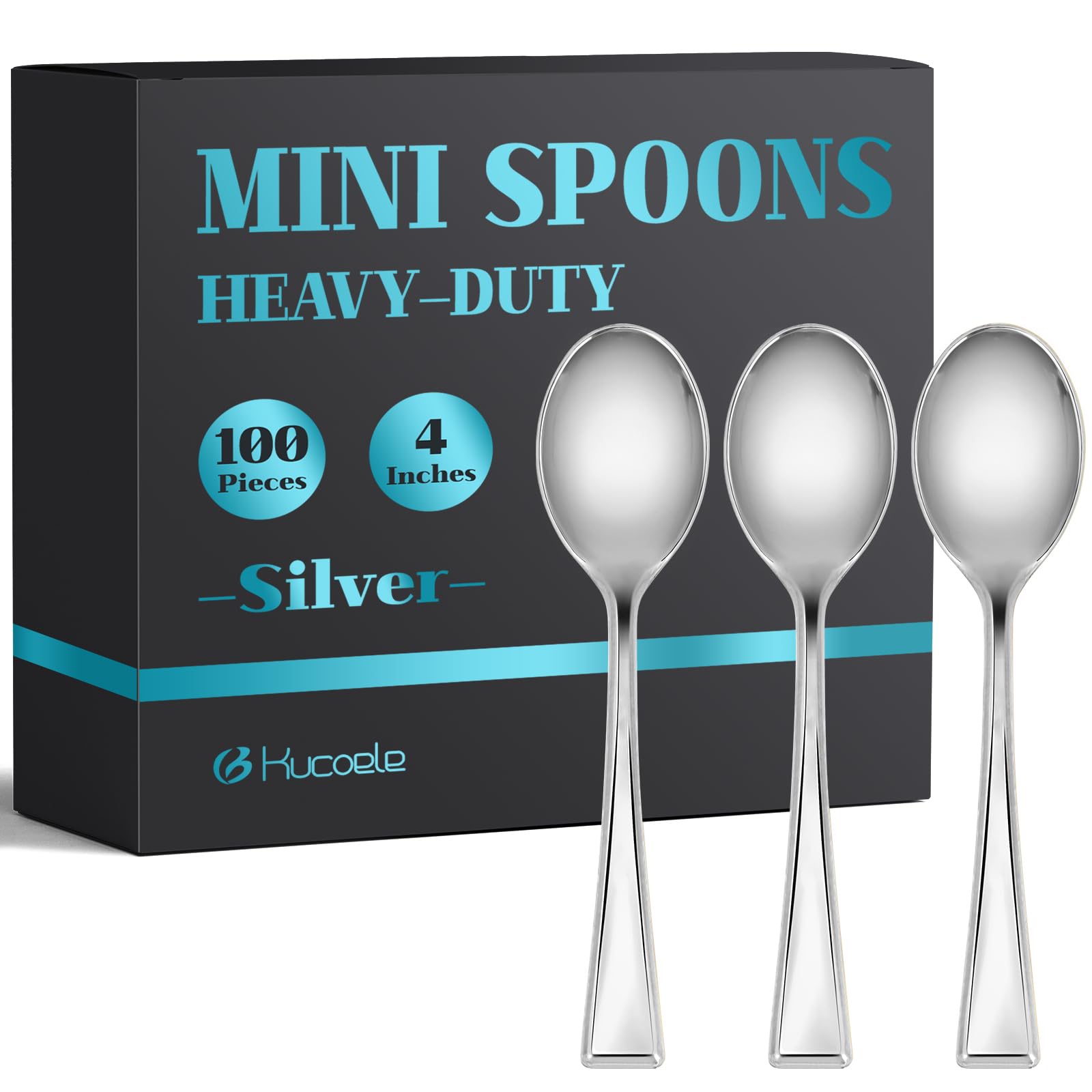 Snapklik.com : 4 Inches Silver Mini Plastic Spoons, 100 Pack Disposable ...