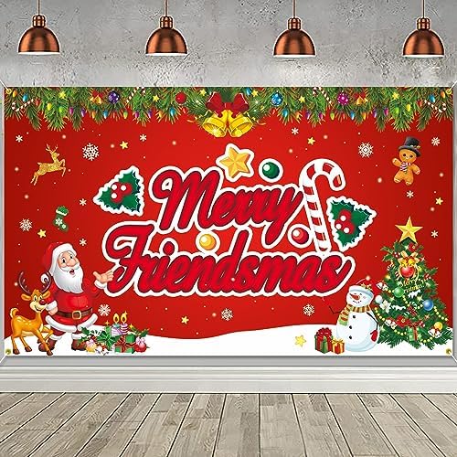 Amazon.com : PTFNY Merry Friendsmas Backdrop Banner Friendsmas Party ...