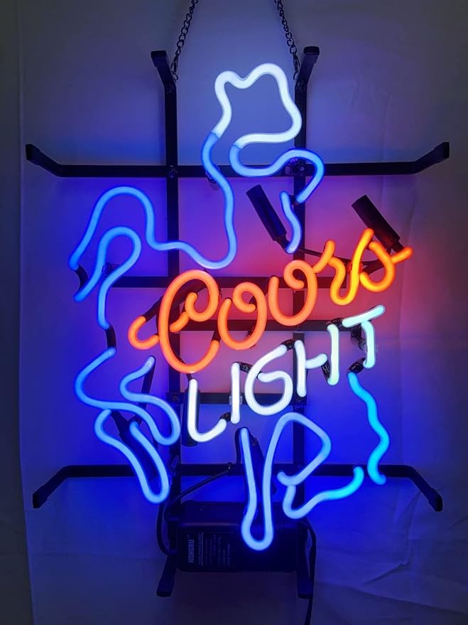 Neon Signs Coor Light Cowboy Real Glass Beer Bar Pub Man Cave Club ...