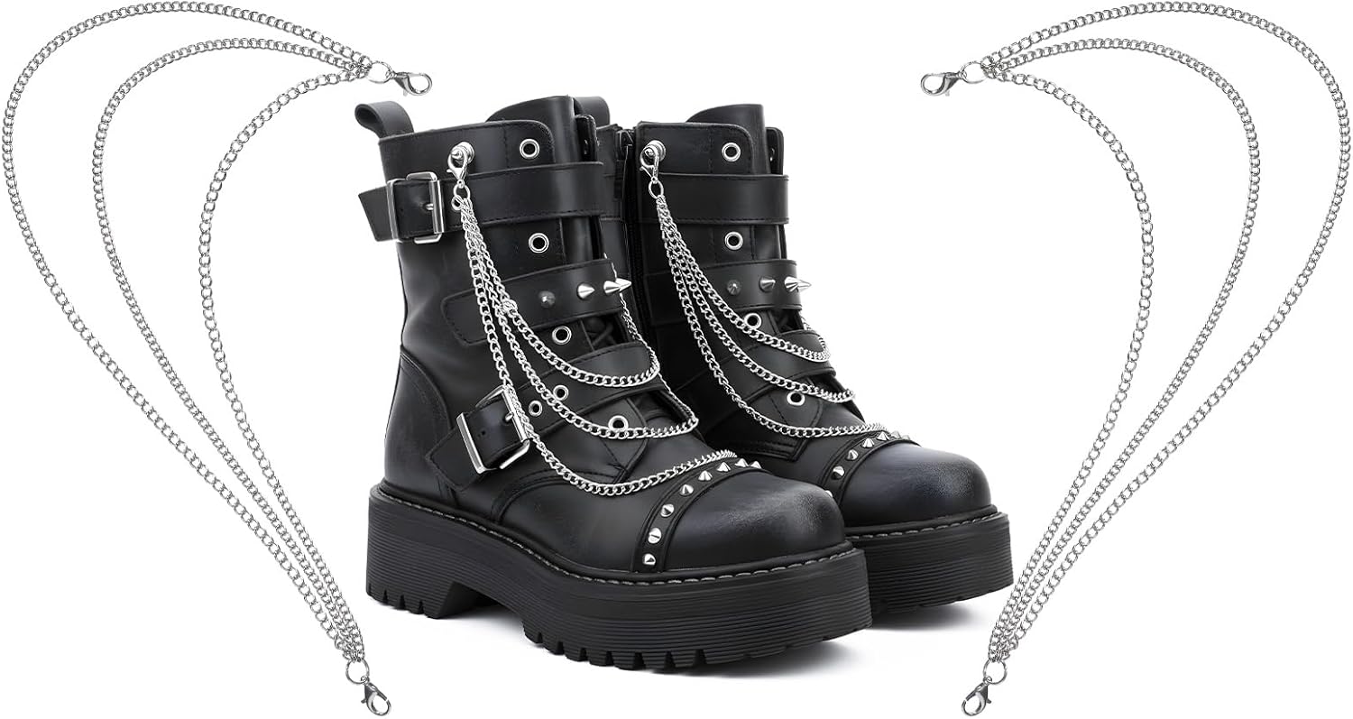 Amazon.com: Matwsec 2 Pcs Boot Chains Silver Shoe Charms DIY Punk Shoe ...