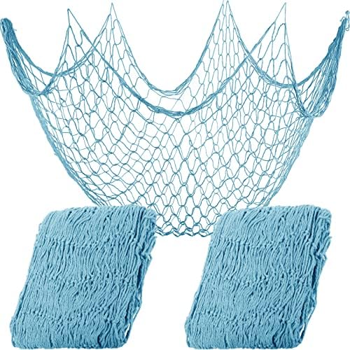 Amazon.com: CHICIEVE Blue Fishing Net Decor Nautical Decorative Fish ...